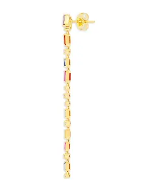 SUZANNE KALAN 18k Yellow Gold Fireworks Rainbow Sapphire & Diamond Linear Drop Earrings