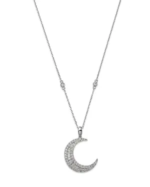 Bloomingdale'S Diamond Crescent Pendant Necklace - White