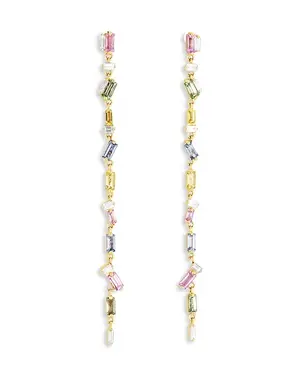 SUZANNE KALAN 18k Yellow Gold Fireworks Rainbow Sapphire And Diamond Drop Earrings - Multi