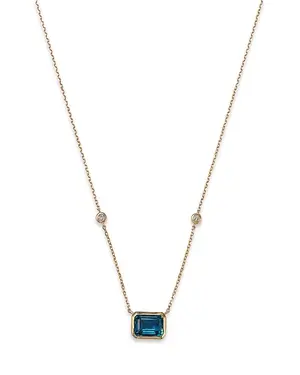 Bloomingdale'S London Blue Topaz & Diamond Pendant Necklace - London Blue Topaz/gold