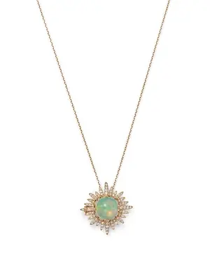 Bloomingdale'S Opal And Diamond Sun Pendant Necklace - Opal/gold
