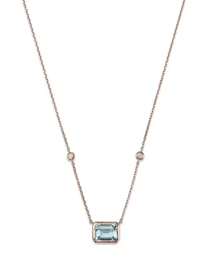 BLOOMINGDALE'S Aquamarine And Diamond Pendant Necklace