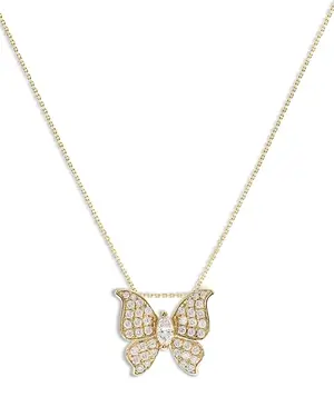 Bloomingdale'S Diamond Butterfly Pendant Necklace - White/gold