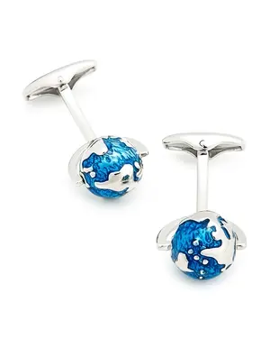 LINK UP Spinning Globe Cufflinks - Blue