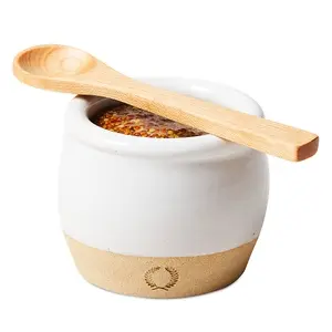 FARMHOUSE POTTERY Pickle Pot With Spoon - Open White