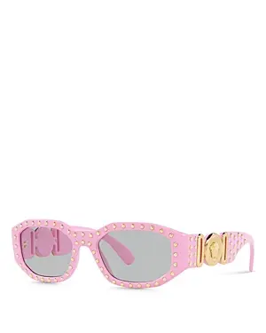 Versace 53mm Square Frame Sunglasses Light Pink/gray Solid
