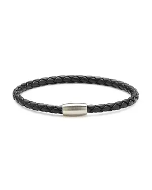 LINK UP Braided Leather Cord Bracelet - Black