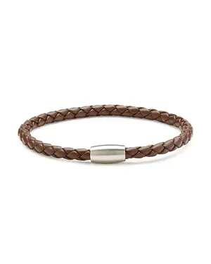 LINK UP Braided Leather Cord Bracelet - Brown