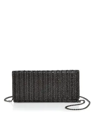Aqua Megan Crystal Beaded Clutch - Black/silver