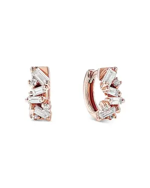 SUZANNE KALAN 18k Diamond Hoop Earrings - Rose Gold
