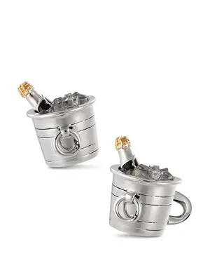 JAN LESLIE Sterling Champagne Bucket Cufflinks - Silver