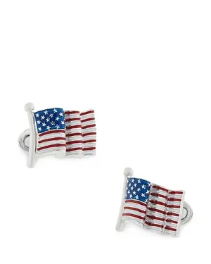 JAN LESLIE Sterling Silver American Flag Cufflinks - Multi