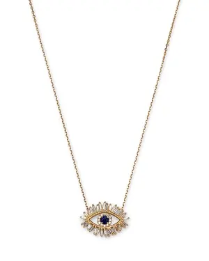 SUZANNE KALAN 18k Yellow Gold Evil Eye & Diamond Pendant Necklace - Blue/gold