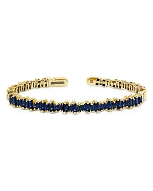 SUZANNE KALAN 18k Yellow Gold Fireworks Blue Sapphire Cuff Bracelet - Blue/gold