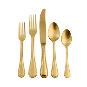 MEPRA Pvd Titanium Coated Flatware 5-piece Place Setting Brushed Gold