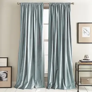 Dkny Modern Knotted Velvet 96 X 50 Window Panel, Pair - Aqua