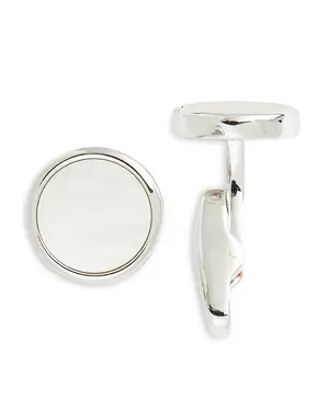 LINK UP Round Mother Of Pearl Cufflinks - White