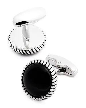 LINK UP Onyx Round Cufflinks - Black