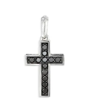David Yurman Sterling Silver Cross Pendant With Black Diamonds - Black/silver