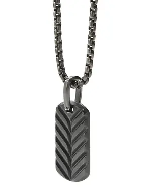 David Yurman Chevron Tag In Titanium - Black
