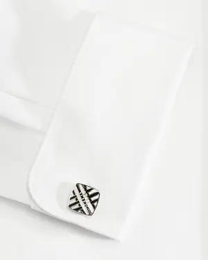 LINK UP Diagonal Cross Silver-tone Cufflinks