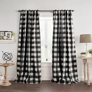ELRENE HOME FASHIONS Grainger Buffalo Check Blackout Window Curtain, 52 X 84 - Black