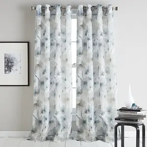 Dkny Modern Bloom Semi-sheer Grommet Curtain Panel, 50 X 63 - Linen