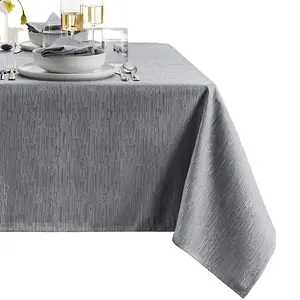 ELRENE HOME FASHIONS Continental Solid Texture Water And Stain Resistant Tablecloth, 60 X 102 Gray