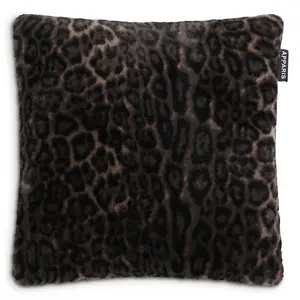 Apparis Brenn Faux Fur Pillow, Square Dark Leopard