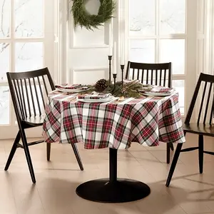 ELRENE HOME FASHIONS Christmas Classic Holiday Plaid Cotton Tablecloth, 70 Round - Multi