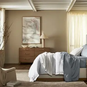 BOLL & BRANCH Signature Organic Cotton Hemmed Sheet Set, Split King - Bluestone
