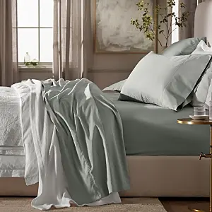 BOLL & BRANCH Signature Organic Cotton Hemmed Sheet Set, Split King Sage