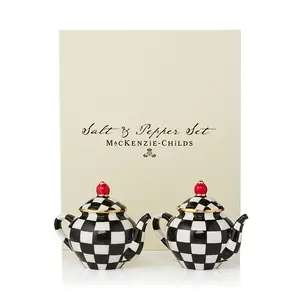 MACKENZIE-CHILDS Teapot Salt & Pepper Set - Black/white