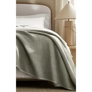 BOLL & BRANCH Waffle Organic Cotton Bed Blanket - Sageleaf