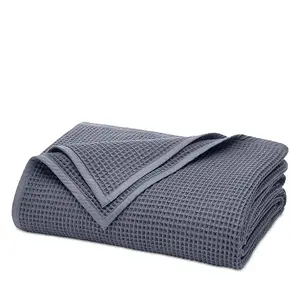 BOLL & BRANCH Waffle Cotton Bed Blanket, King/cali King - Mineral