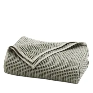 BOLL & BRANCH Waffle Cotton Bed Blanket, King/cali King Sageleaf