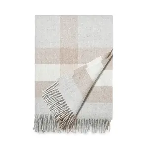 BOLL & BRANCH Alpaca Plaid Throw Blanket - Neutral