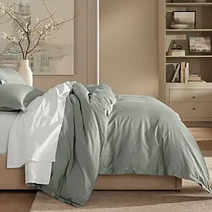 BOLL & BRANCH Signature Organic Cotton Hemmed Duvet Set, Full/queen Sage