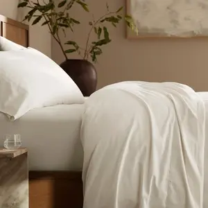 BOLL & BRANCH Percale Hemmed Pillowcase Set, Standard - Cream