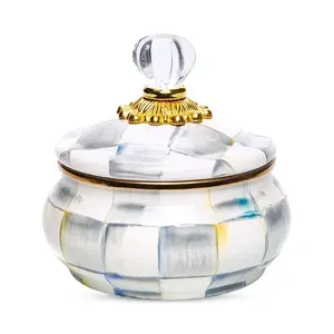 MACKENZIE-CHILDS Sterling Check Enamel Squashed Pot Multi