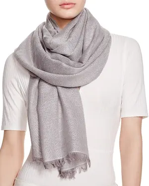 V. Fraas Fraas Solid Metallic Scarf - Exclusive Gray