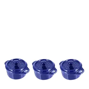 STAUB Round Mini 4 Cocotte, Set Of 3 - Dark Blue