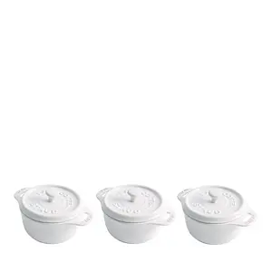 STAUB Round Mini 4 Cocotte, Set Of 3 - White