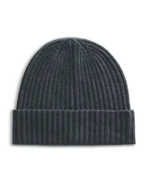 Bloomingdale'S Ribbed Cashmere Cuffed Beanie Antique Grey