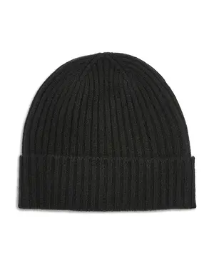 Bloomingdale'S Ribbed Cashmere Cuffed Beanie - Black