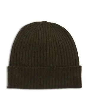 Bloomingdale'S Ribbed Cashmere Cuffed Beanie Dark Olive