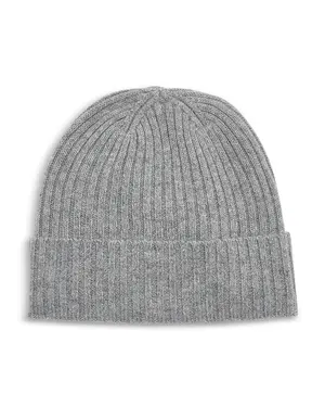 Bloomingdale'S Ribbed Cashmere Cuffed Beanie Light Grey