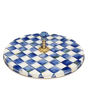 MACKENZIE-CHILDS Royal Check Enamel Cheese Course - Blue/white