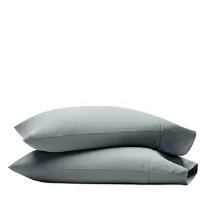 BOLL & BRANCH Signature Organic Cotton Hemmed Pillowcase Set, Standard - Bluestone