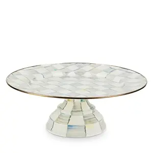 MACKENZIE-CHILDS Sterling Check Enamel Pedestal Platter Multi